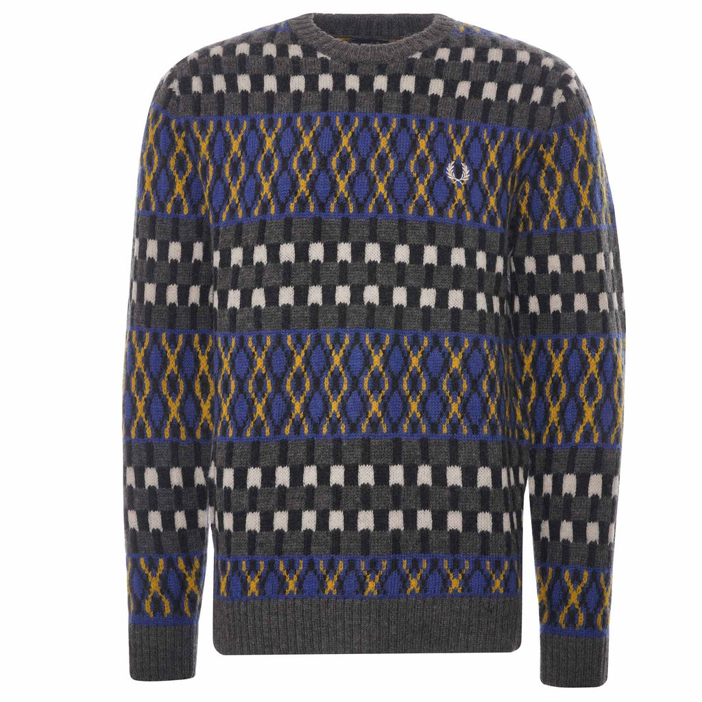 Fred Perry Fair Isle British Wool Jumper - 1964 Royal - K2560-955 FAIR ...